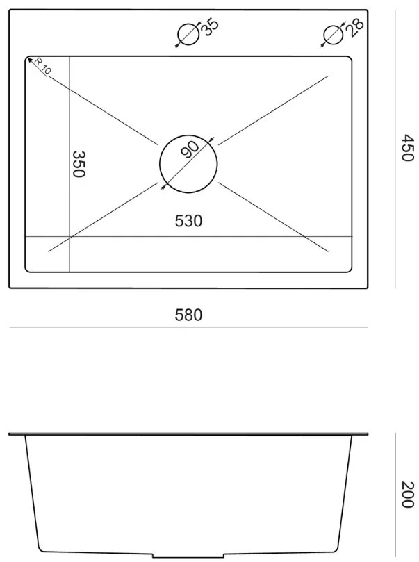 Kuchyňský nerezový dřez QUADRON LUKE 110 černý metalický s baterií a příslušenstvím 58x45x20 cm