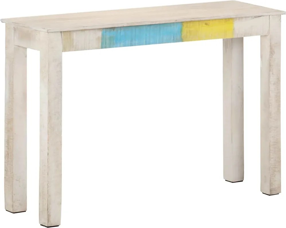 Konzolový stolek bílý 115 x 35 x 77 cm hrubé mangovníkové dřevo 323556