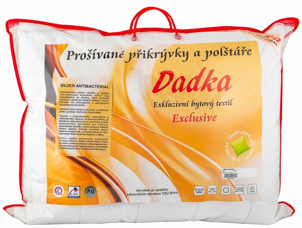 Dadka Letní prošívaná antibakteriální přikrývka Dadka EXCLUSIVE SILVER z dutého vlákna, bílá, 135x200cm, 1300g