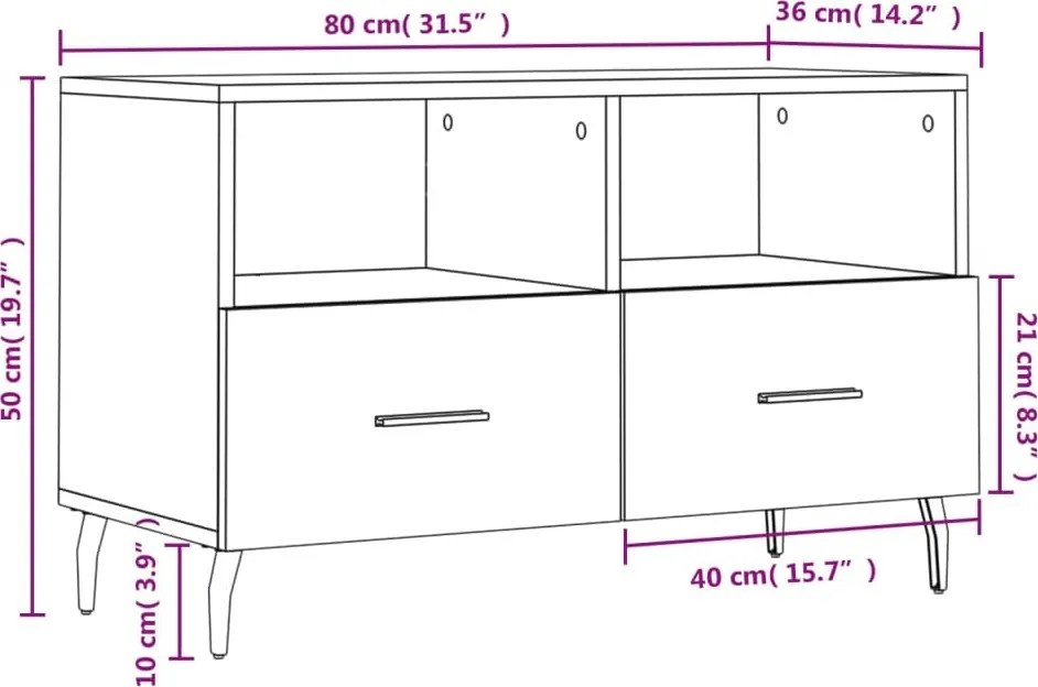 vidaXL TV skříňka 80 x 36 x 50 cm kompozitní dřevo [828989] Barva: bílá s vysokým leskem