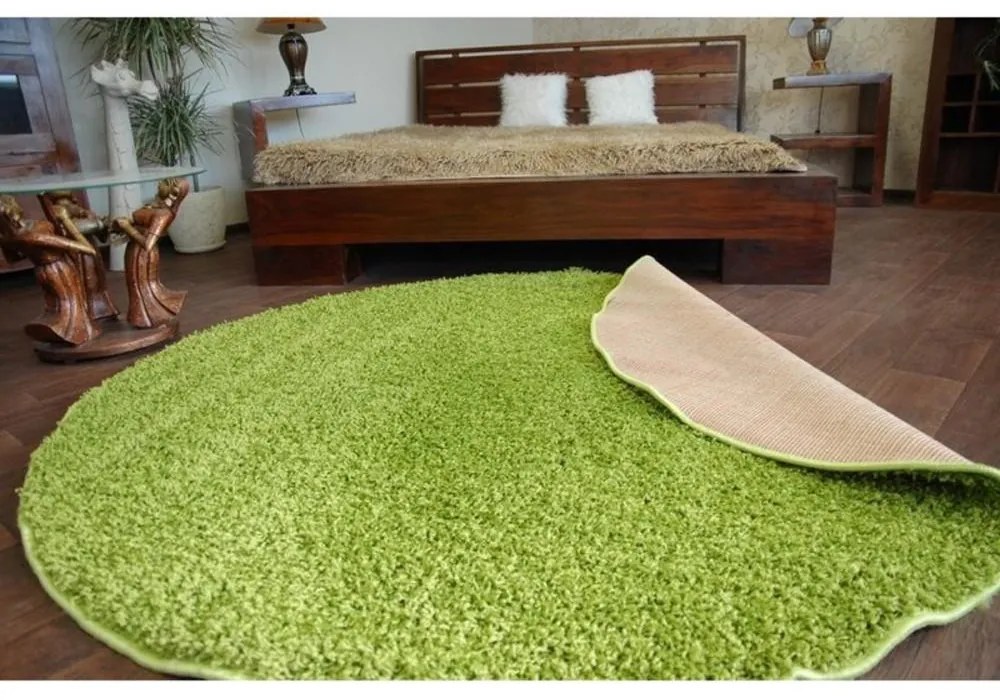 Kusový koberec Shaggy Roy zelený kruh 150cm
