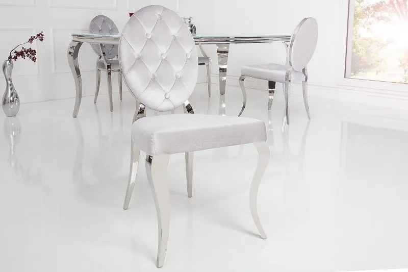 Deflee židle MODERN BAROCCO GREY III ZDL38342samet, ušlechtilá ocel  50 cm x 92 cm x 59 cm