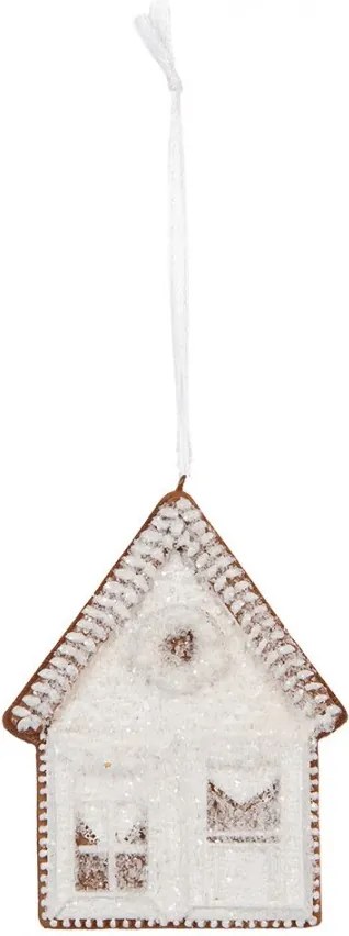 Závěsná dekorace zasněžená perníková chaloupka Frosted Ginger - 8*1*10 cm