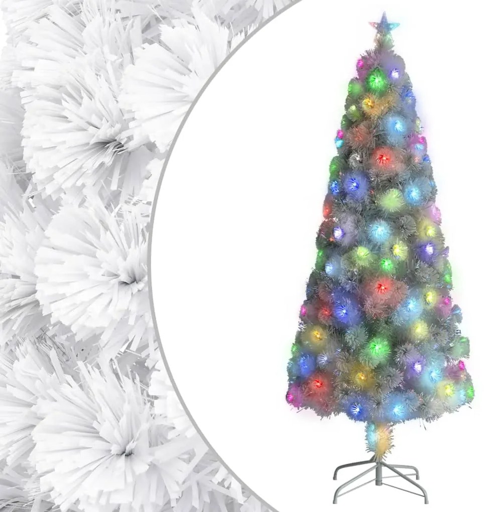 Vánoční stromek s LED osvětlením bílý 240 cm optické vlákno 328453