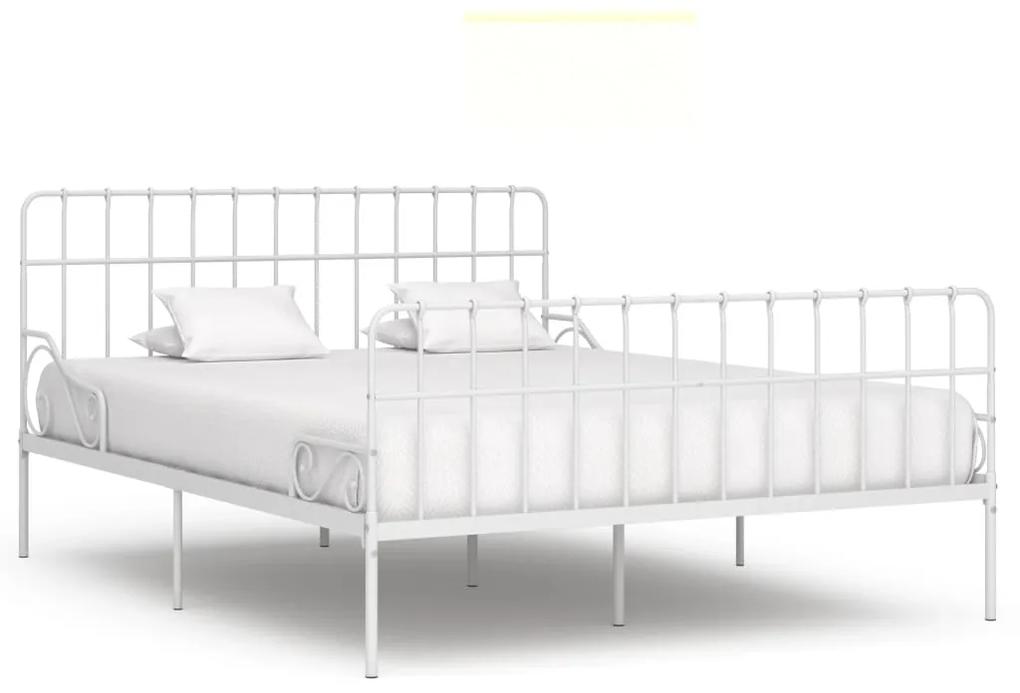 284606 vidaXL Rám postele s laťkovým roštem bílý kov 180 x 200 cm