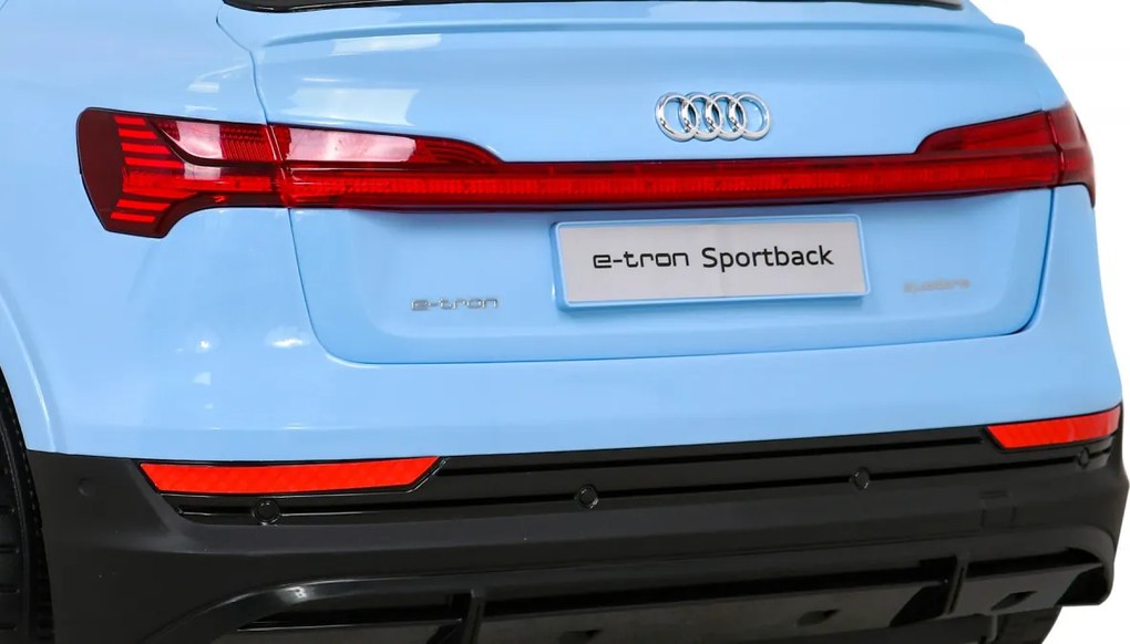 Ramiz Audi E-Tron Sportback pro děti modré + na dálkové ovládání + pohon 4x4 + pomalý start + rádio MP3 + LED