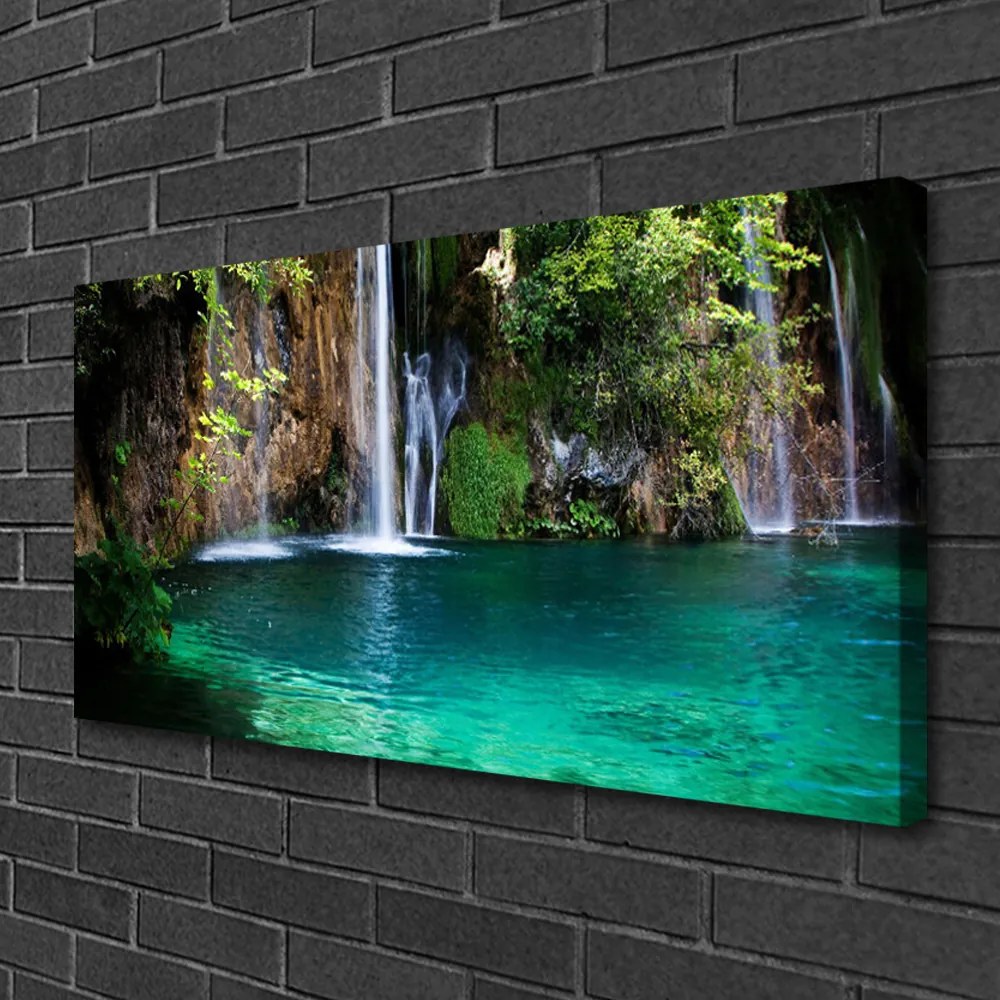 Obraz na plátně Jezero Vodopád Příroda 125x50 cm