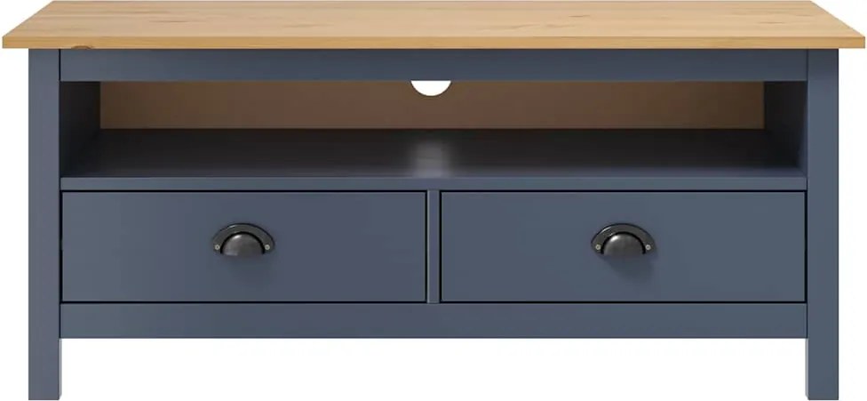 TV stolek Hill šedý 110 x 40 x 47 cm masivní borové dřevo 288925