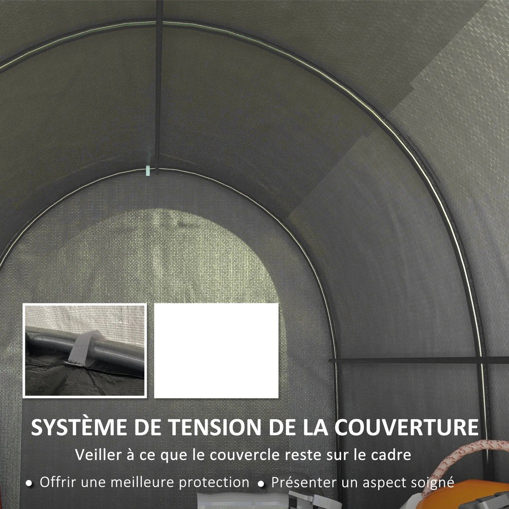 Outsunny Zahradní úložný stan na kola - Plechová konstrukce, PE plachta, 2,4 x 1,6 x 1,9 m, Šedá