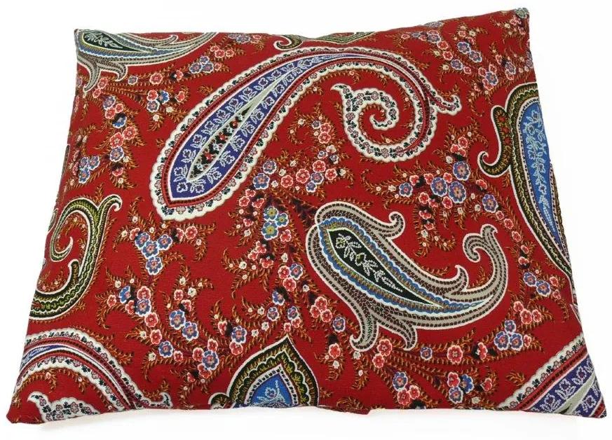 S radostí - vlastní výroba Pohankový polštář Kašmír - červený Velikost: 35 x 40 cm