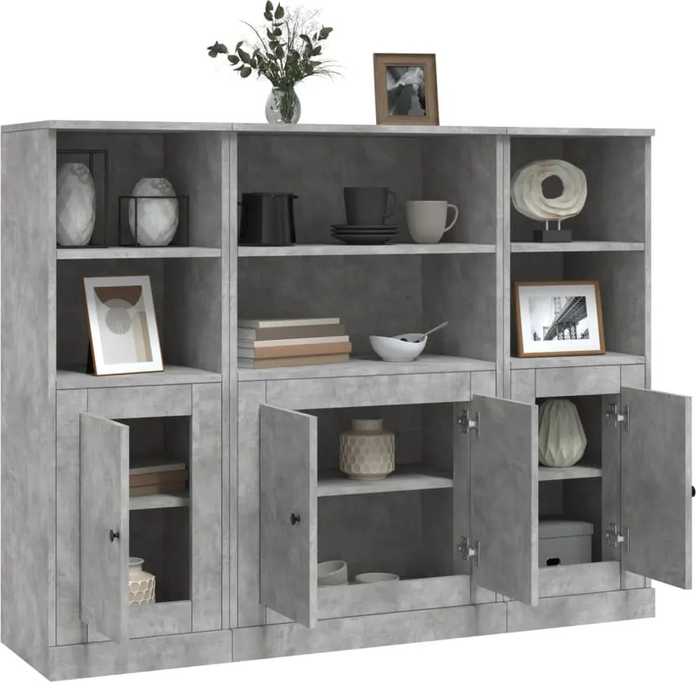 Příborníky 3 ks betonově šedé kompozitní dřevo 3185307