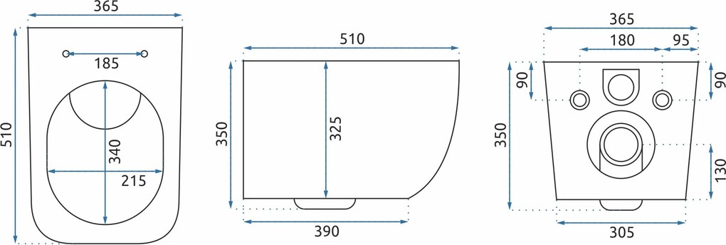 Rea Martin - závěsná WC mísa Rimless 51x37 s pomalu-padajícím sedátkem, bílá, REA-C8006