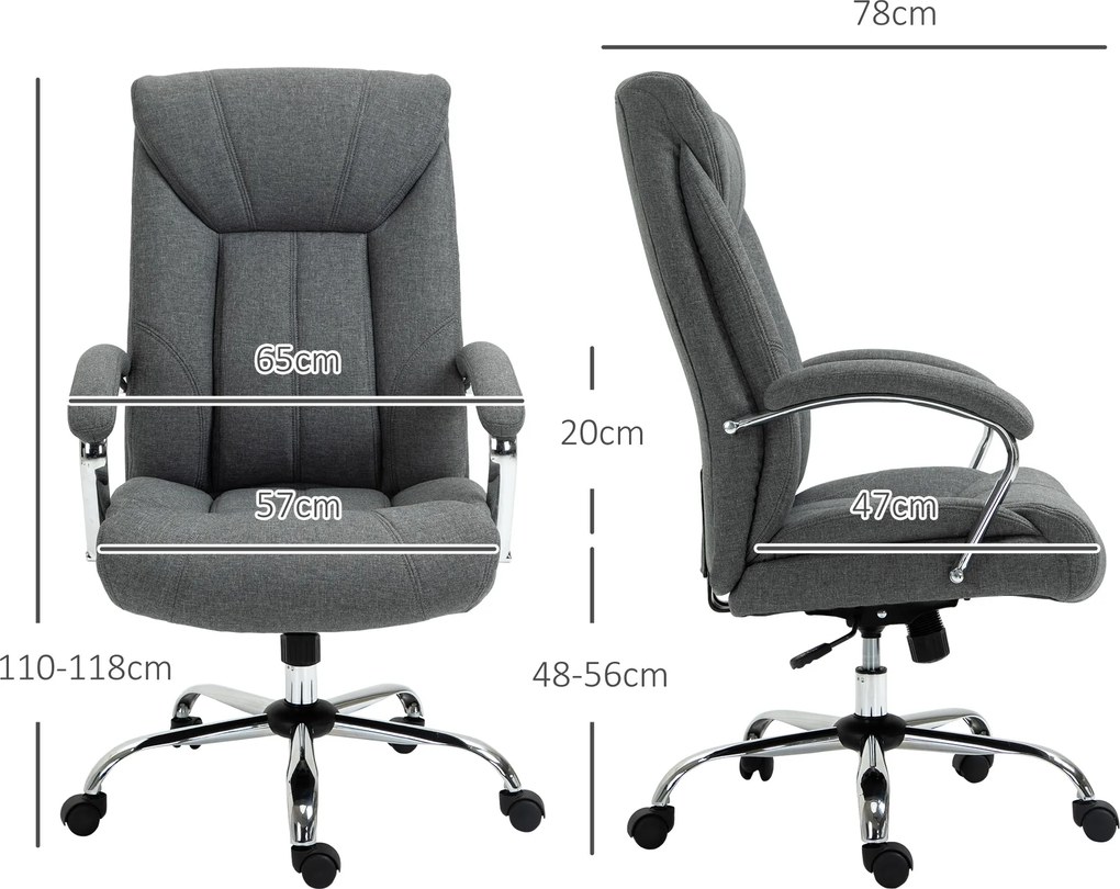 Ergonomická výškově nastavitelná kancelářská židle Vinsetto s funkcí houpání v šedé barvě pro kancelář a domácí kancelář | Aosom.de