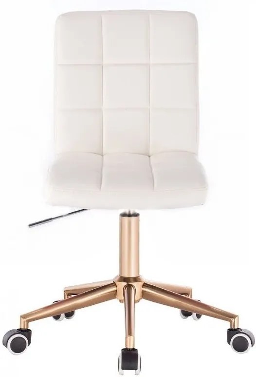 LuxuryForm Židle TOLEDO na zlaté podstavě s kolečky - bílá