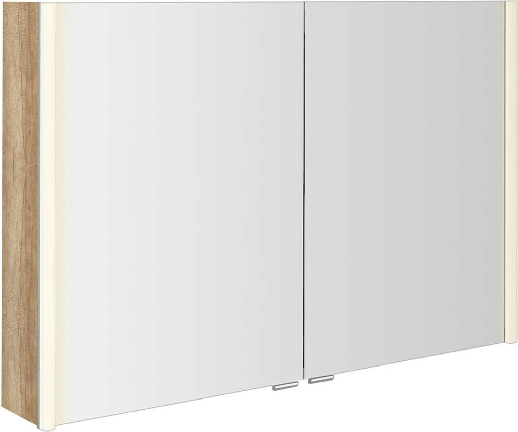 Sapho Alix - Zrcadlová skříňka s LED osvětlením 106x70x18 cm, 2x dvířka, dub alabama AX106-0022