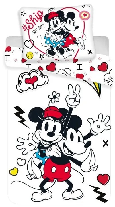 JERRY FABRICS Povlečení Mickey a Minnie Retro Heart