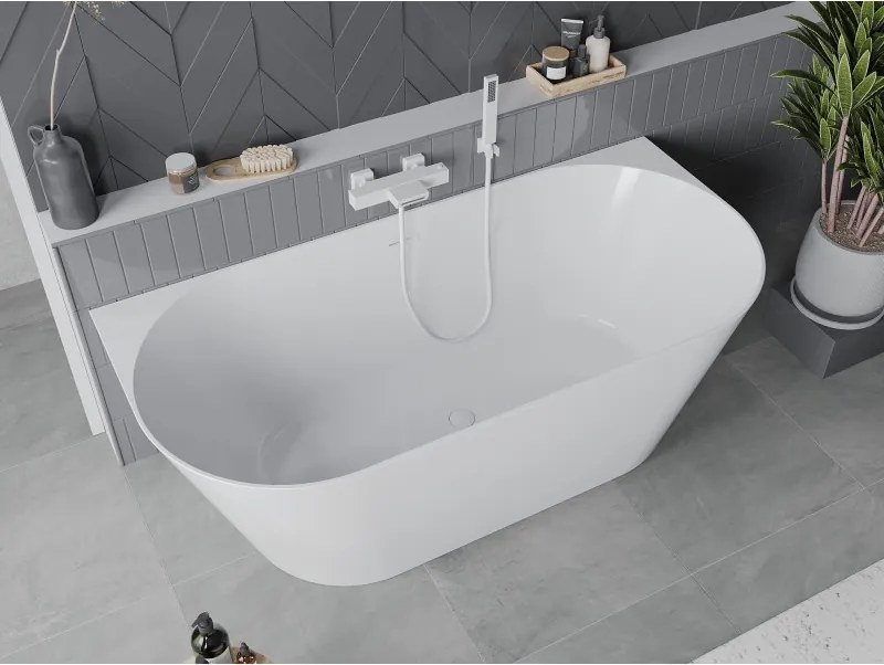 Mexen Oval Slim volně stojící přístěnná vana 170 x 80 cm, bílá, přepad bílý - 52661708000-20