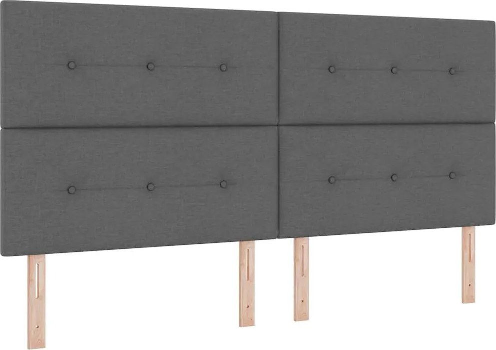 Postel s boxspringem s čelo Tmavě šedá 200 x 200 cm textil 3344094