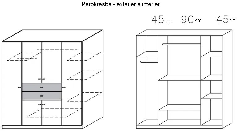 Šatní skříň Landsberg, dub stirling/bílá