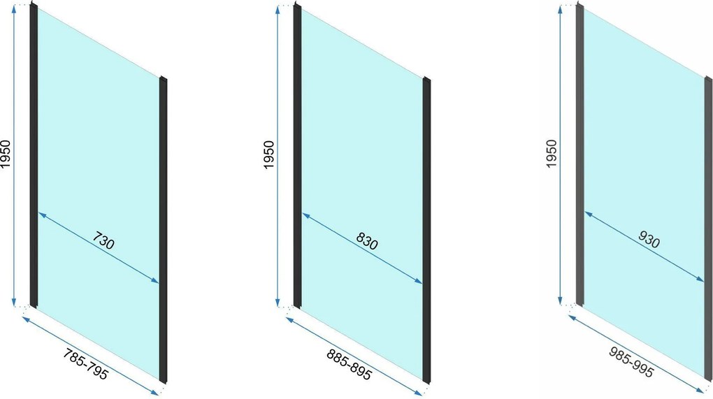 Rea Rapid Swing, 3-stěnový sprchový kout 90(dveře) x 100(stěna) x 195 cm, 6mm čiré sklo, zlatý matný profil, KPL-02522