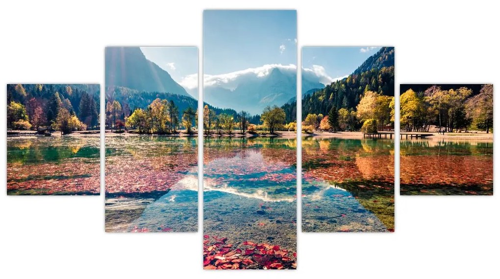 Obraz - Jezero Jasna, Gozd Martuljek, Julské Alpy, Slovinsko (125x70 cm)