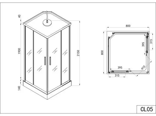 MONTÁŽ BEZ SILIKONU - Sprchový box TWIST 1  80x80x210 (CL05)