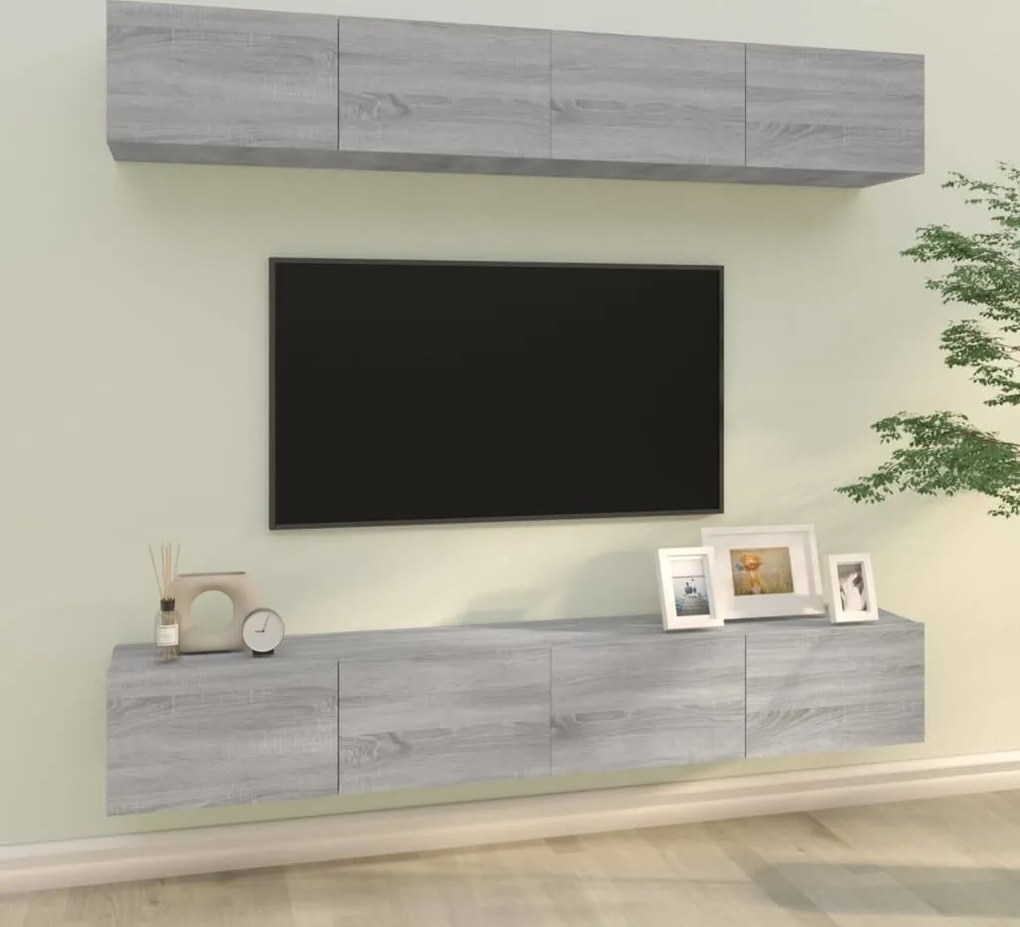 vidaXL Nástěnné TV skříňky 4 ks 100 x 30 x 30 cm [3114195] Barva: bílá s vysokým leskem