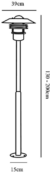 Nordlux 25168031 Vejers 2M, venkovní sloupková lampa, 1x60W, kov, pokovená, IP54, výška 92cm