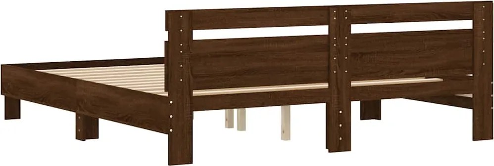 Rám postele s čelem hnědý dub 200 x 200 cm kompozitní dřevo 3207398