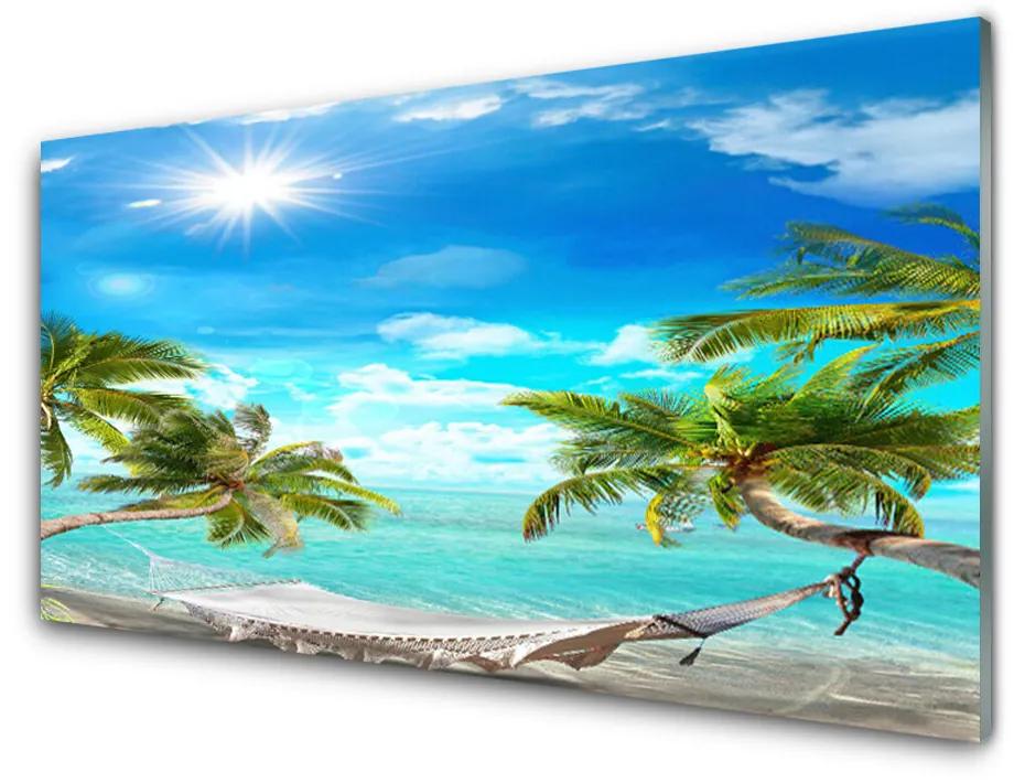 Plexisklo-obraz Tropické Palmy Hamaka Pláž 140x70 cm