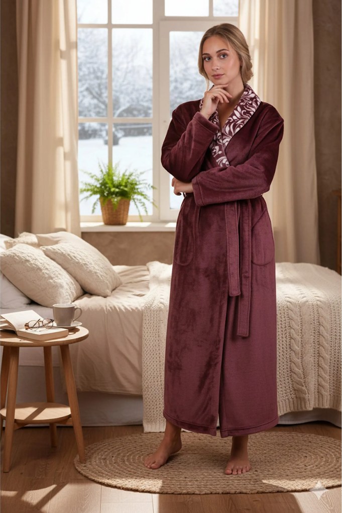 Župan s límcem Flora mauve wine 25 56 4853 - XL
