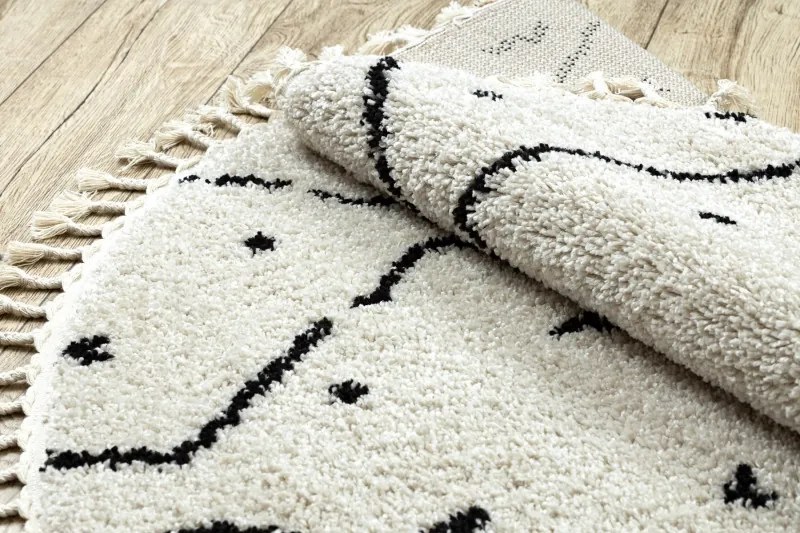 Dywany Łuszczów, Kusový koberec Berber Tetuan B751 cream kruh, 160x160 (průměr) kruh, bílá, ložnice