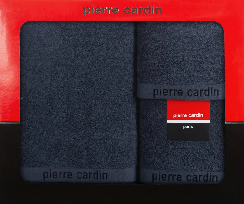 BAVLNĚNÝ RUČNÍK PIERRE CARDIN EVI SADA 3KS 30X50 CM, 50X90 CM, 70X140 CM TMAVĚMODRÁ