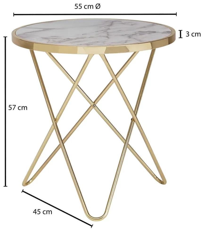 Bruxxi Odkládací stolek Galla, 57 cm, zlatá