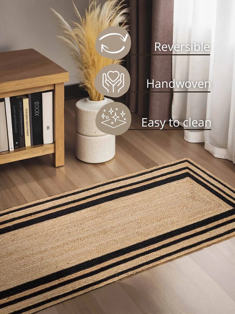 Hanse Home, Běhoun Looma 106302 Natural Gold Black, 70x200, béžová, chodba / předsíň