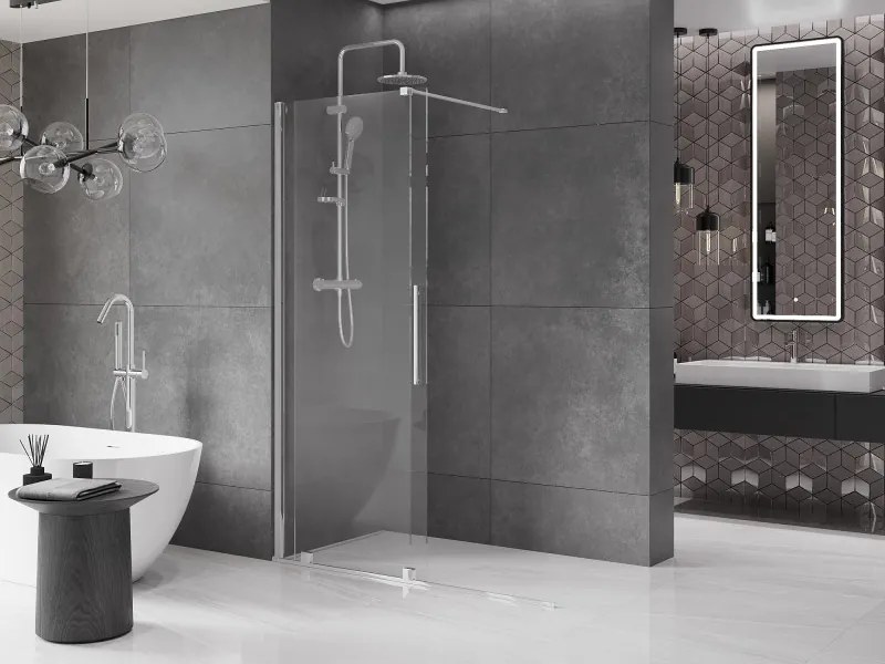 Mexen Velar, posuvné dveře do otvoru typ Walk-In 150 cm, 8mm čiré sklo, chromová, 871-150-000-03-01