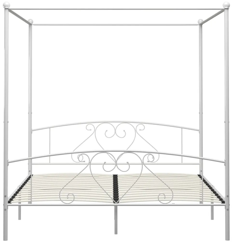 vidaXL Marketos Rám postele s nebesy bílý kovový 180 x 200 cm