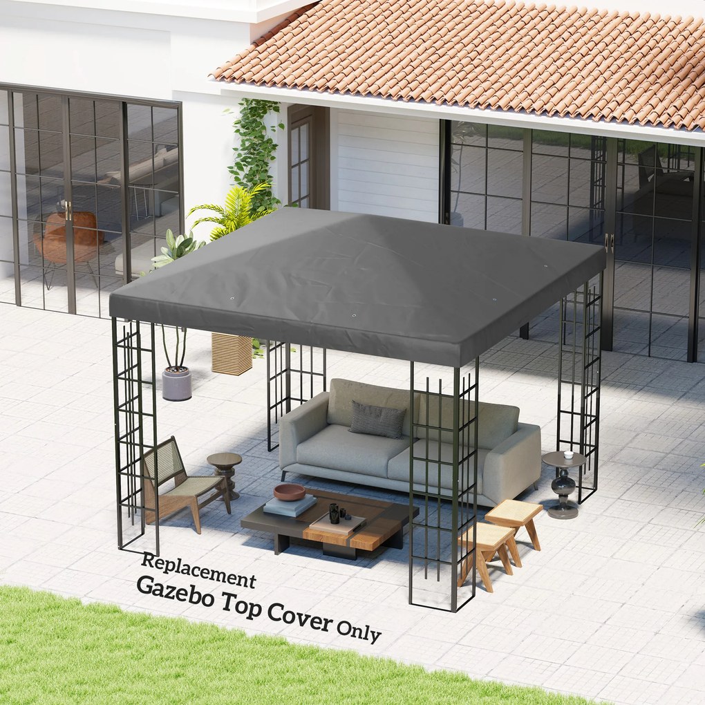 Náhradní střecha Outsunny pro altán 3 x 3 m, vodotěsný altánový stan, náhradní kryt pro zahradní altán, části vyrobené z oxfordské tkaniny, 370 g/m²,…