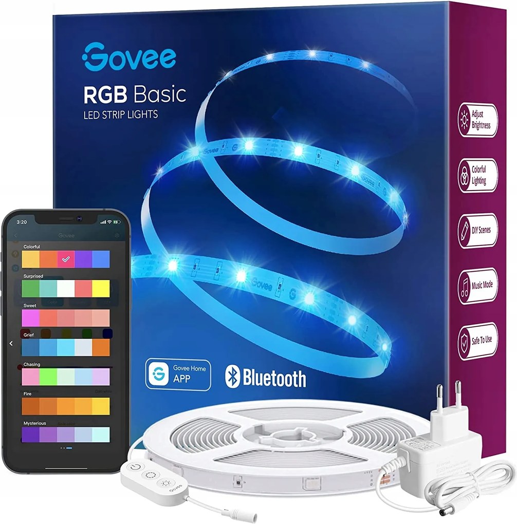 Led Páska Govee H613A Ovládání Barev Rgb Led Strip Light 5 M Aplikace