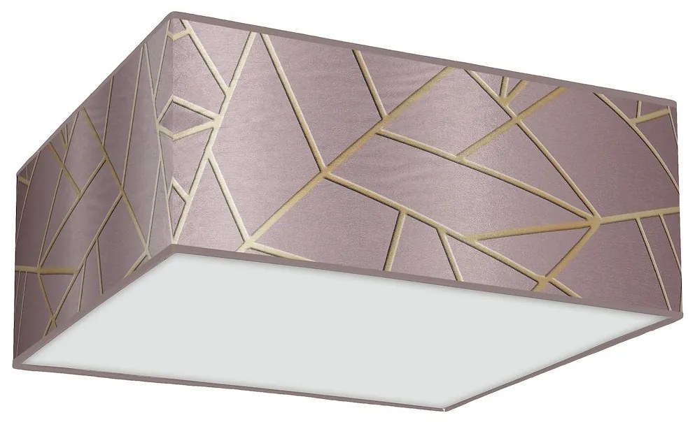 Stropní svítidlo Ziggy Square, 1x růžové/zlaté textilní stínítko, (bílé plexisklo), (50 cm)