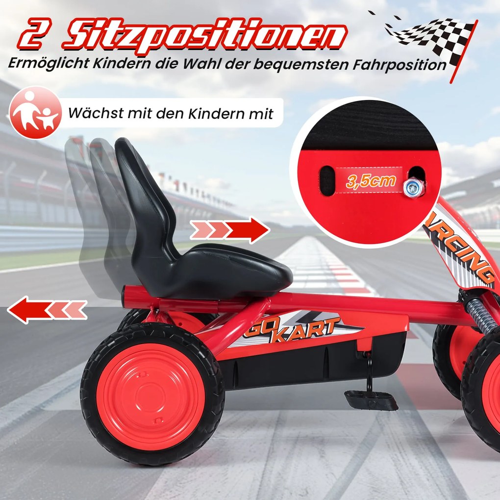 Costway Dětská motokára Pedál s nastavitelným sedadlem Pneumatika pro jízdu