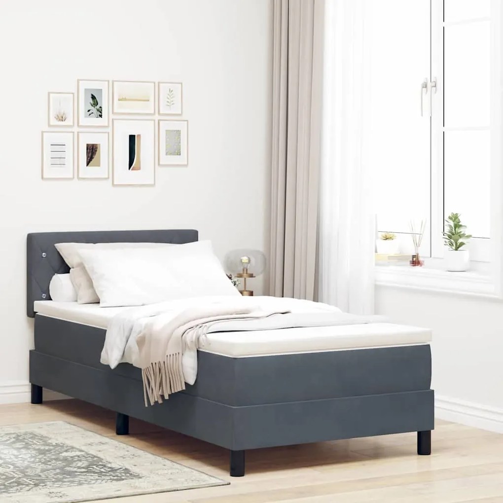 Postel s boxspringem s matrací Tmavě šedá 90 x 190 cm samet 3339075