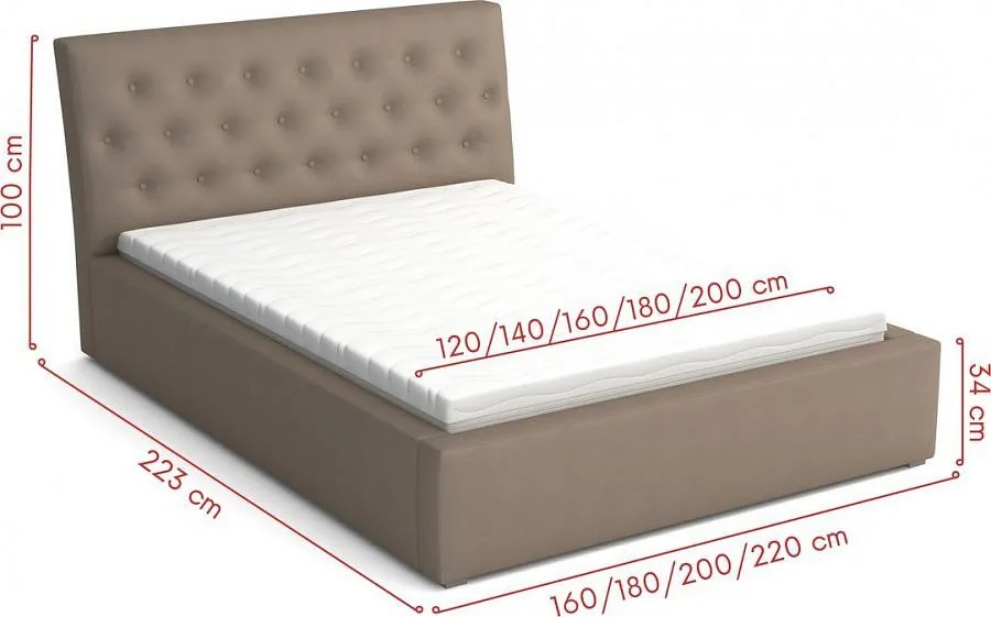 Casarredo - Komfort nábytek Čalouněná postel ANTONIO 200x200, výběr ekokůže | potah: madryt 9333