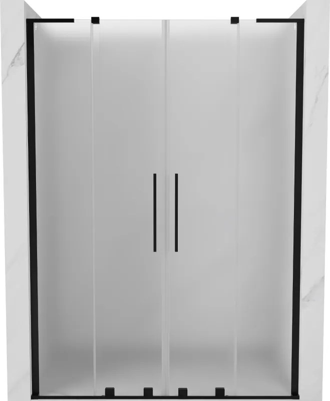 Mexen Velar L Duo, posuvné sprchové dveře do otvoru 160 cm, 8mm sklo námraza, černá matná, 871-160-003-32-70