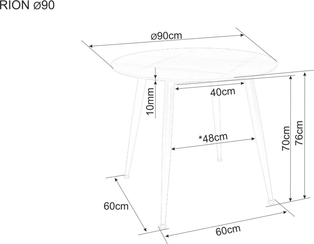 Kulatý jídelní stůl Rion 90 cm bílý/černý