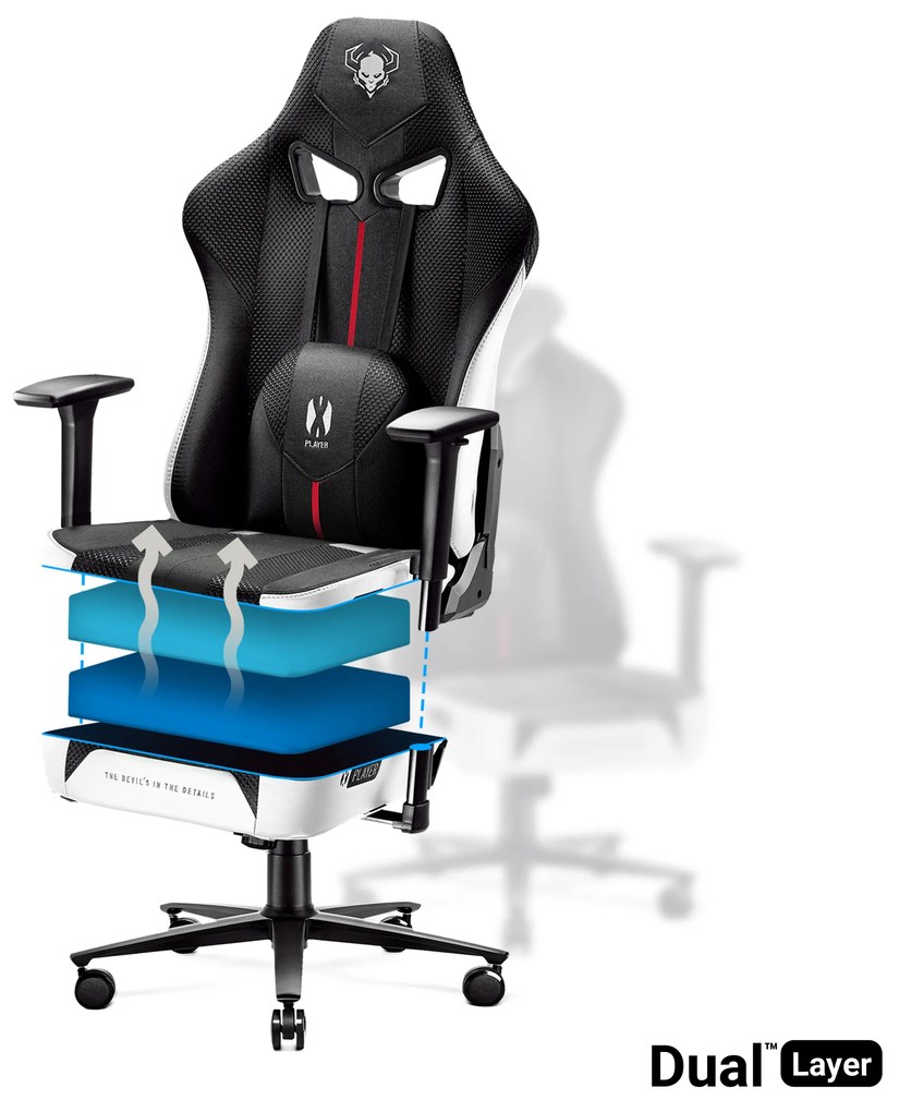 Látková herní židle Diablo X-Player 2.0 Normal Size: bílo-černá Diablochairs