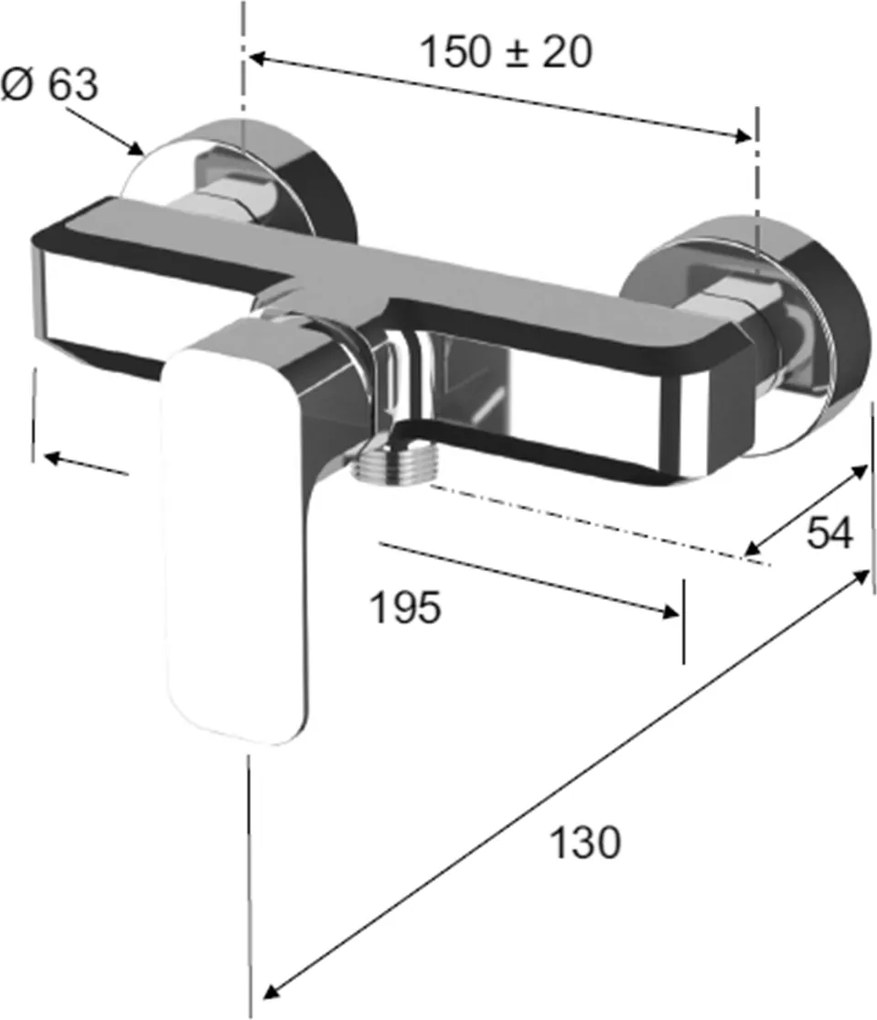 Sapho Sapho, SPY nástěnná sprchová baterie, černá matná, PY11/15