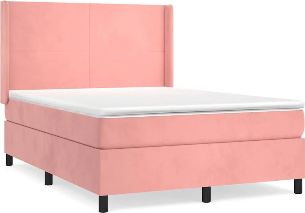 Box spring postel s matrací růžová 140x200 cm samet 3132566