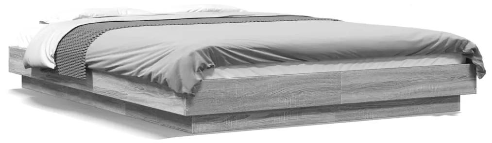 Rám postele s LED osvětlením šedý sonoma 140 x 200 cm kompozit,  3281103