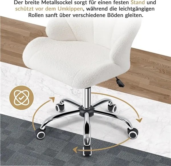 Kancelářská židle Yaheetech – sněhově bílá, polyester (267310100420)